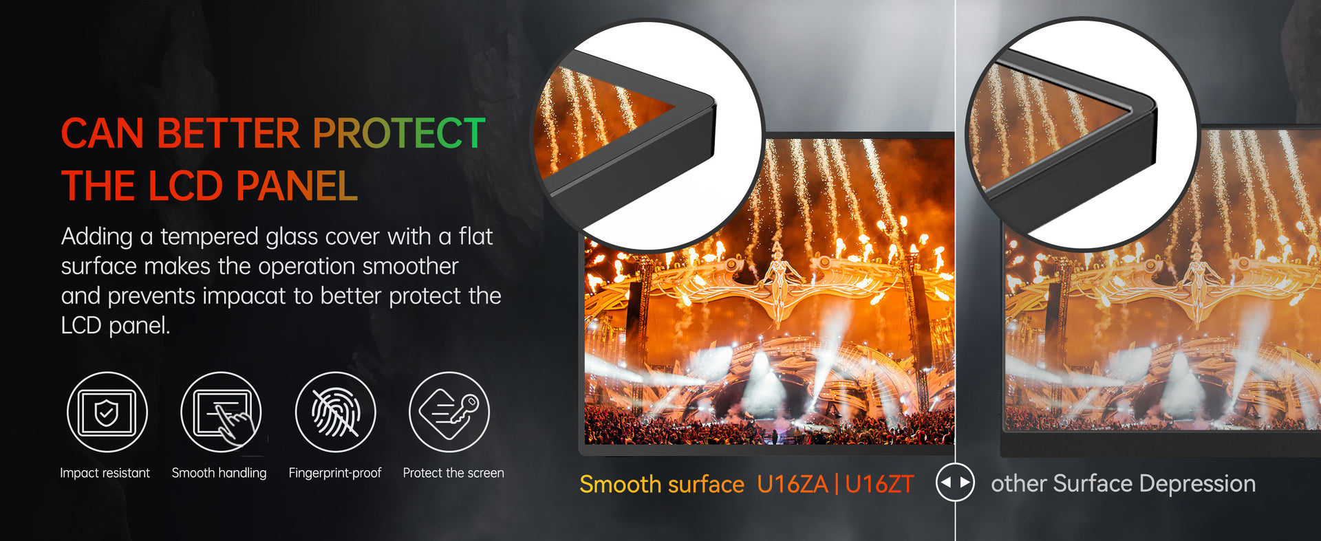 16" 3K Touchscreen Portable Monitor with Anti-Glare 10-Points Touch Pa ...