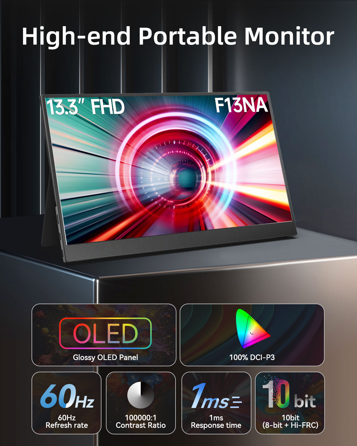 13.3" 1080P OLED Portable Monitor [F13NA] – Intehill